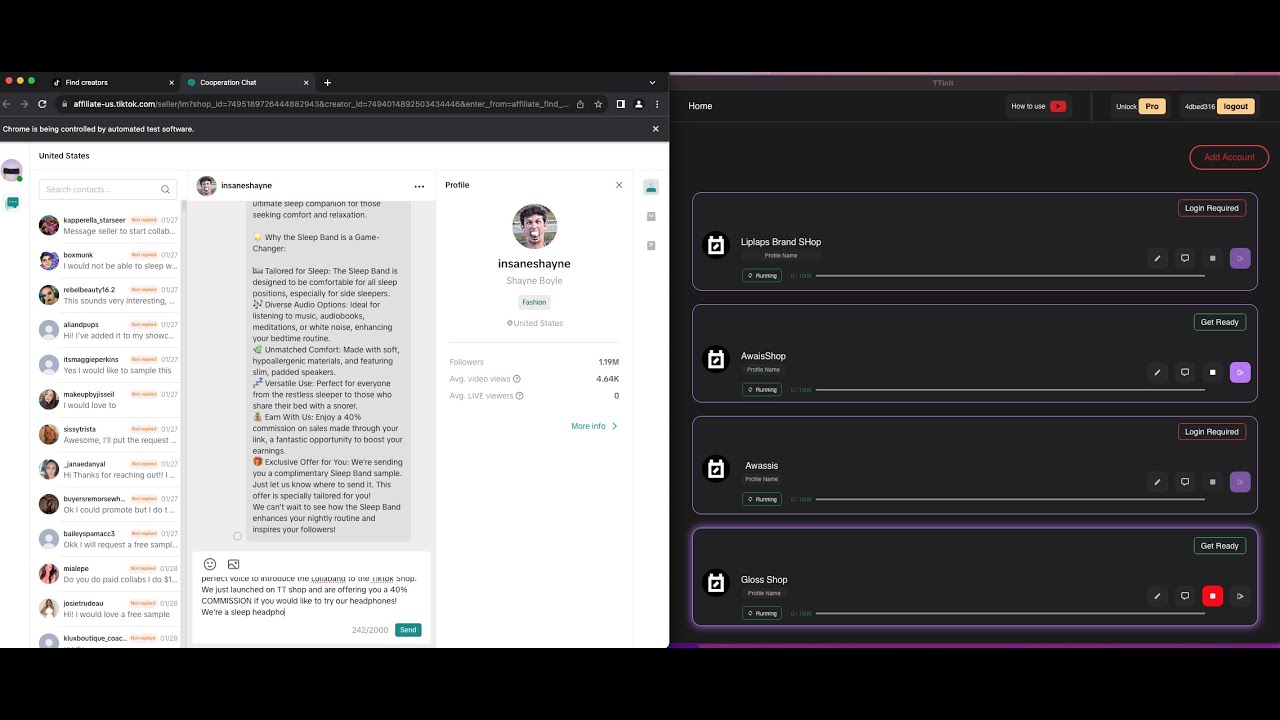 TikTok Shop Affiliate Mass Outreach Bot - YouTube