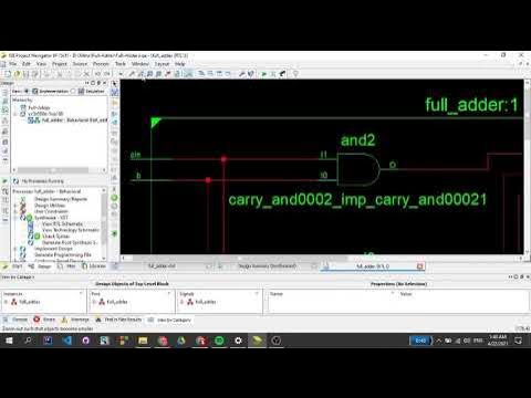 Full Adder Using Data flow VHDL(Xilinx) - YouTube