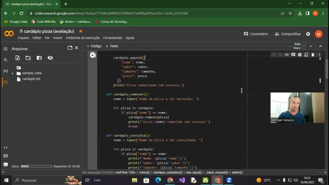 Cardápio pizza - Programando em Python - YouTube
