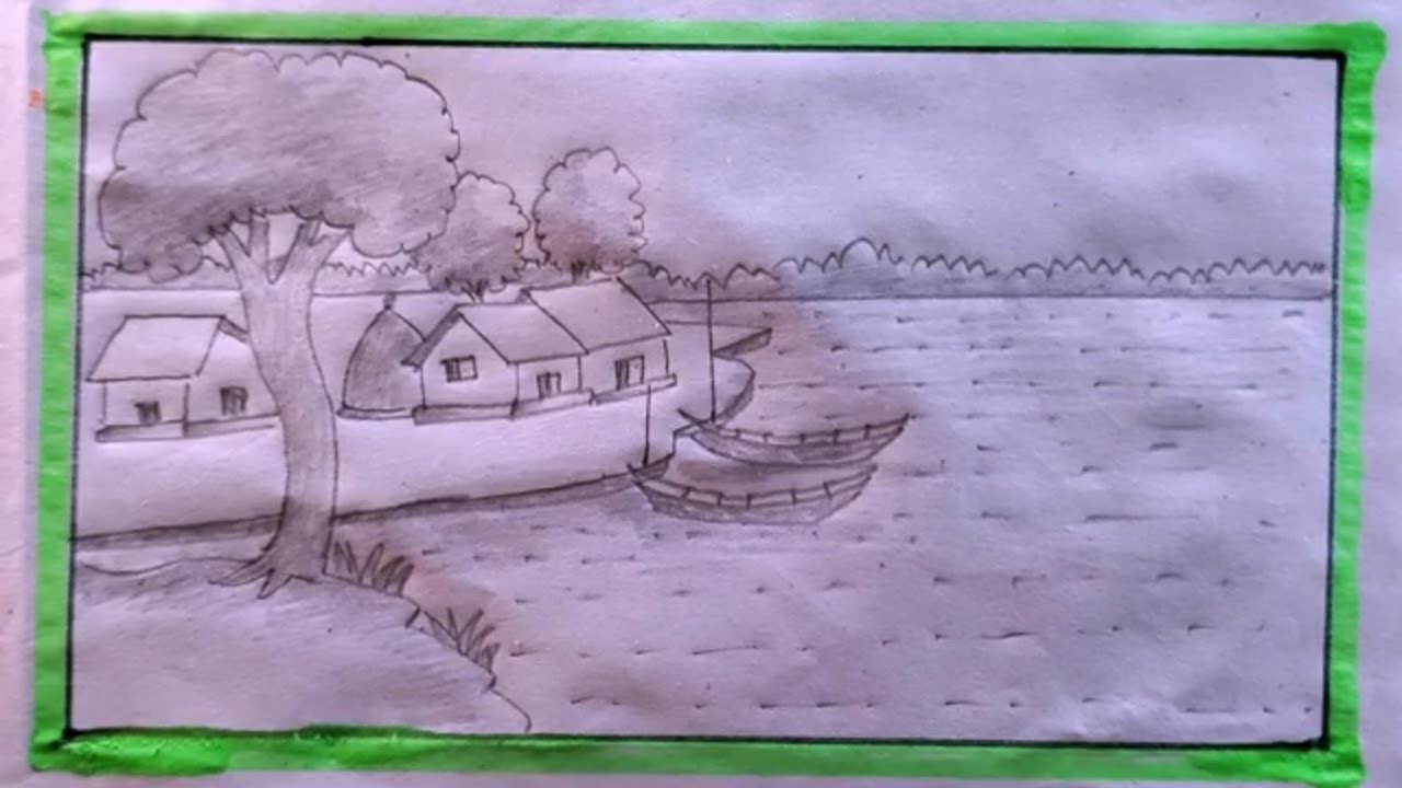 how to draw a natural scenery step by step - YouTube