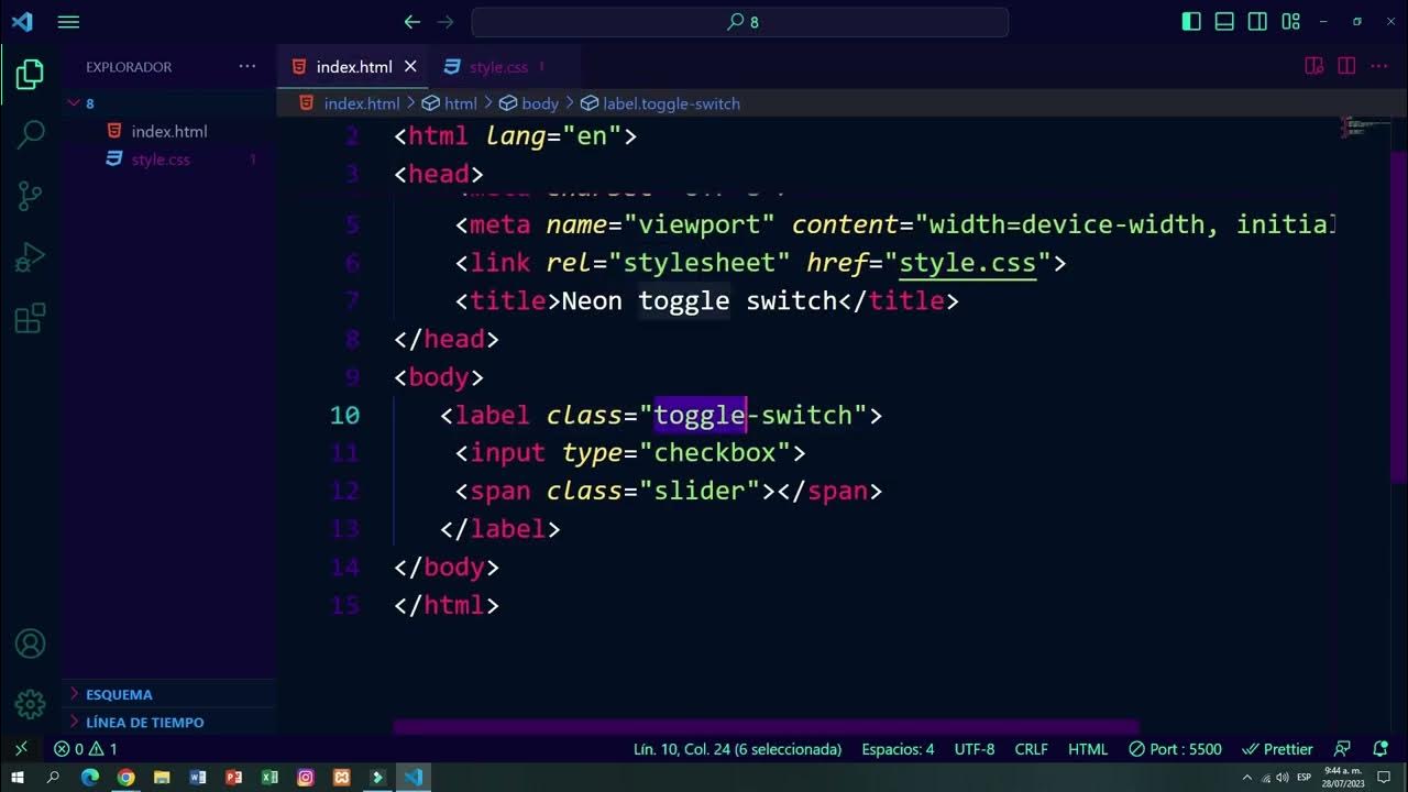 NEON TOGGLE CON HTML Y CSS - YouTube