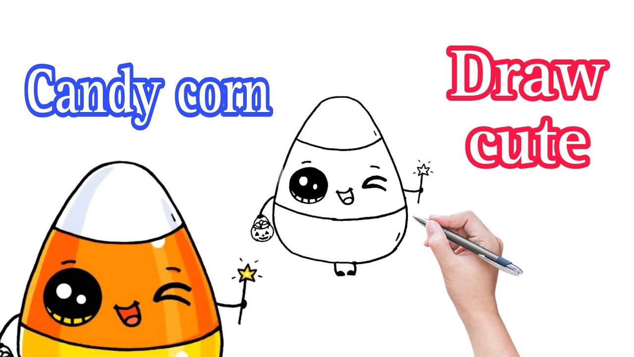 How To Draw A Cute CANDY CORN Clipart,To Draw step by step, DL cute ...