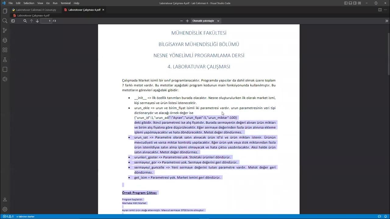 Nesne Yönelimli Programlama Dersi 4laboratuvar Çalışması Python Sınıf Class Python Youtube