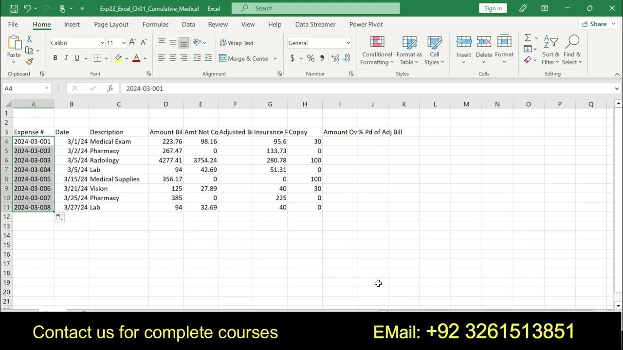 Exp22_Excel_Ch01_Cumulative_Medical_xlsx | Excel Chapter 1 Cumulative ...
