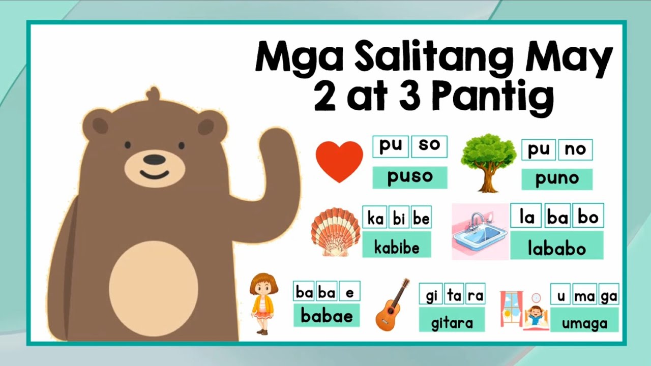 Unang Hakbang sa Pagbasa sa Filipino | Mga Salitang May 2 at 3 Pantig ...