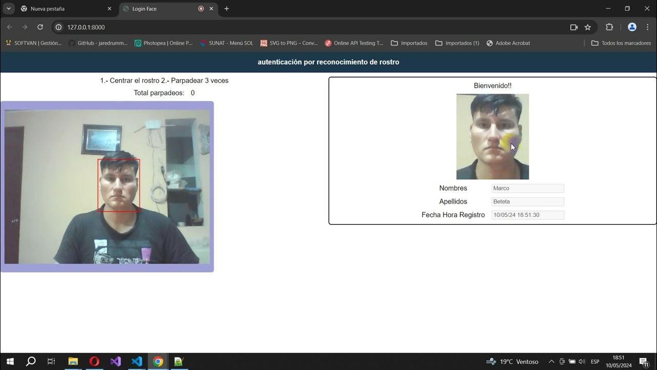 Registro asistencia en la web con mediapipe.js y face recognition - YouTube