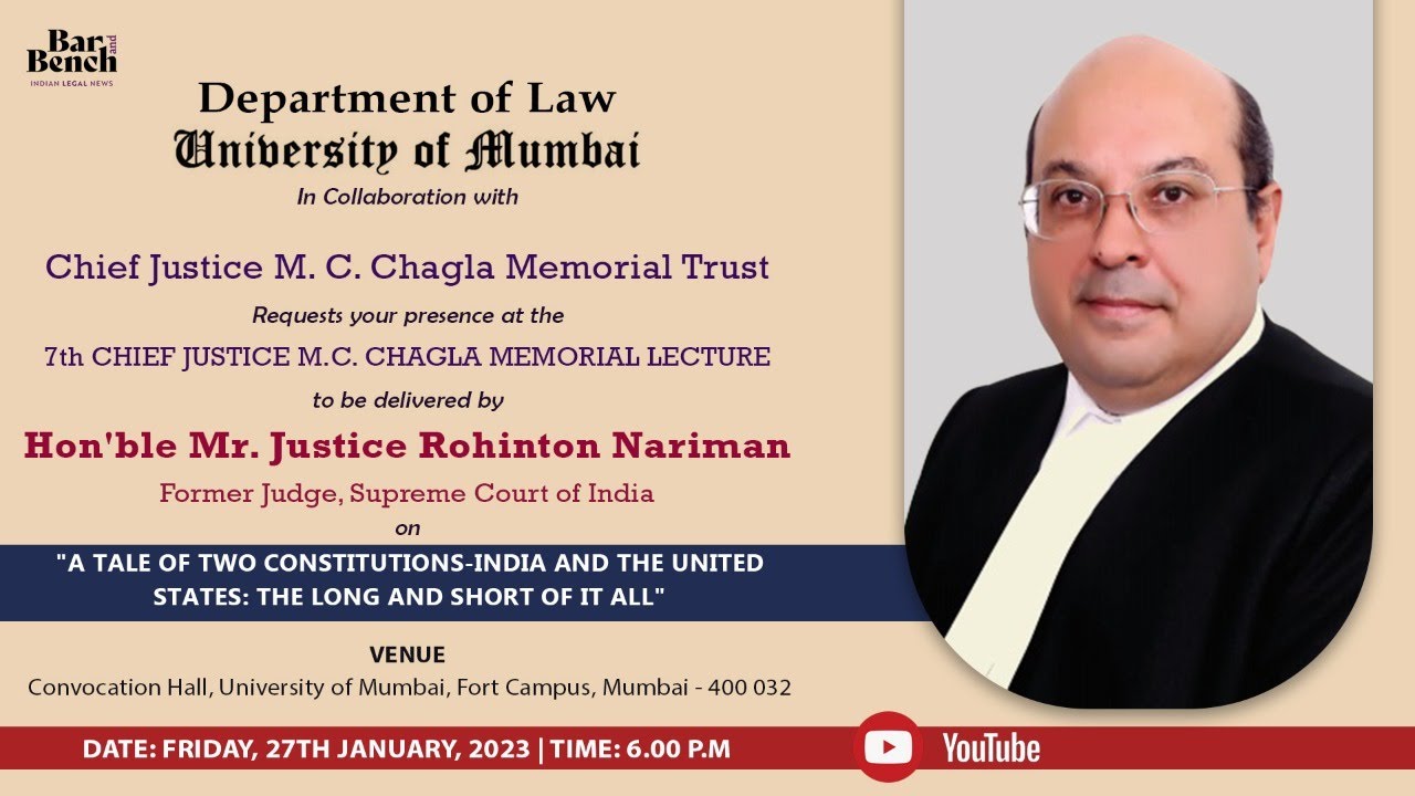 7th Chief Justice MC Chagla Memorial Lecture to be delivered by Justice ...