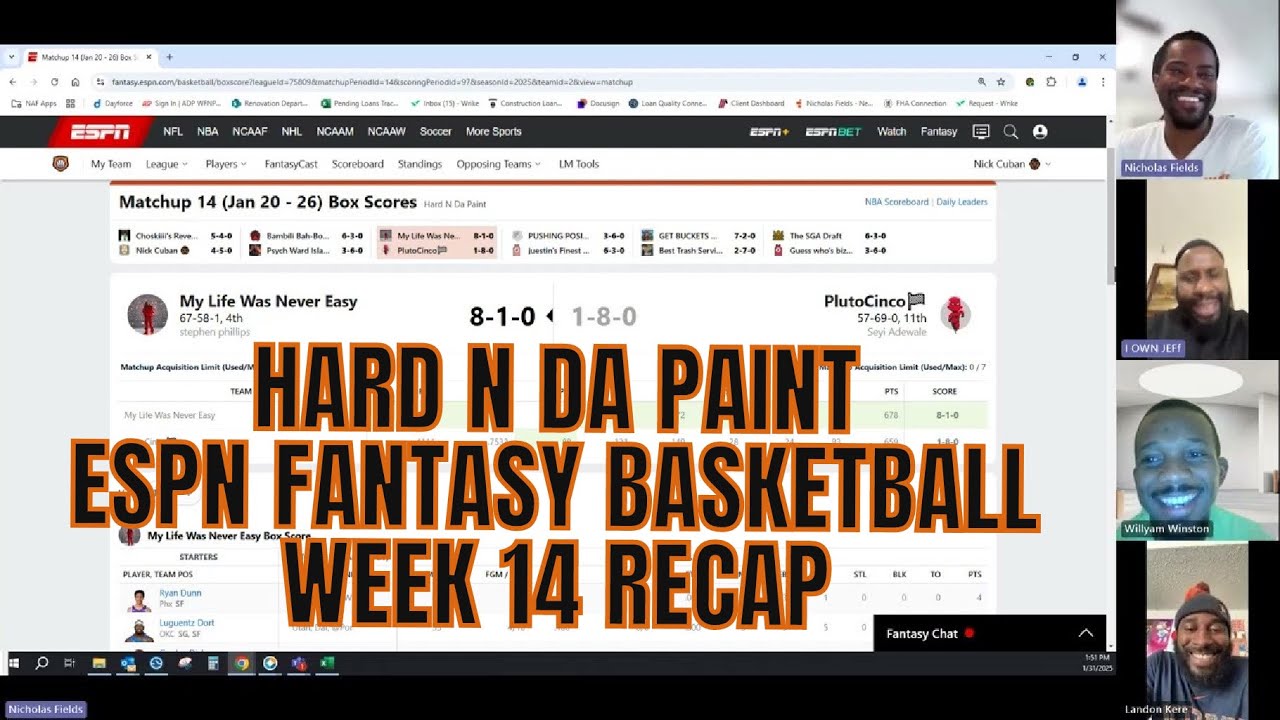 ESPN Fantasy Basketball *HARD N DA PAINT* Week 14 Recap #nba # ...