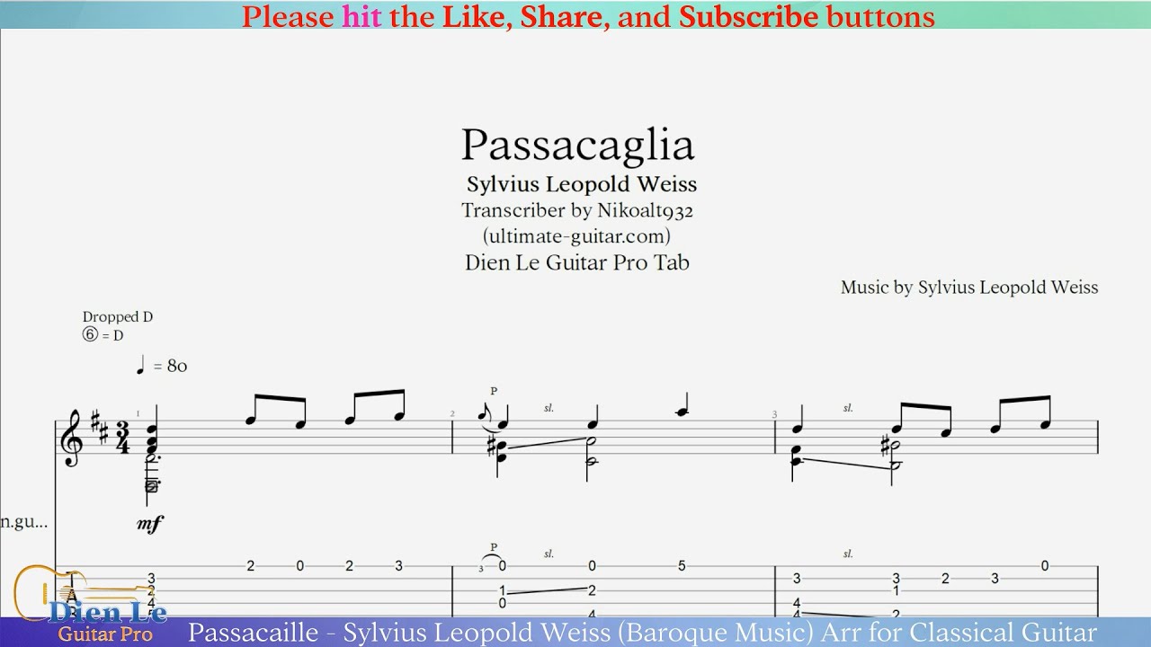 Passacaille - Sylvius Leopold Weiss (Baroque Music) Arr for Classical ...