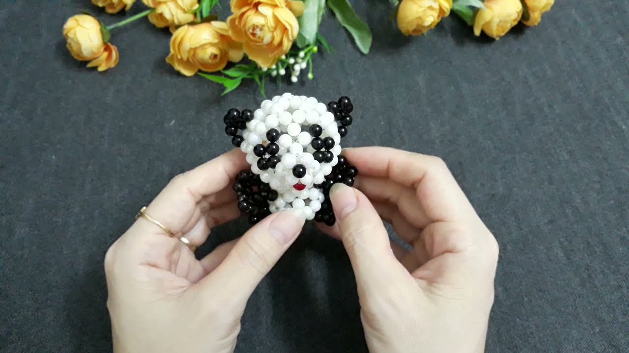 Beaded Panda 1/2# DIY# ビーズパンダ# Panda perlé# Вышитая бисером панда# Kết ...