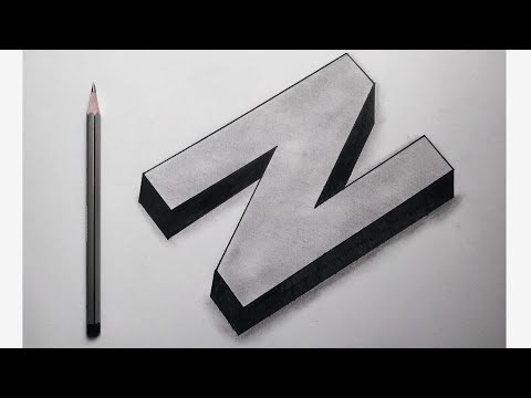 how to draw latter "N" 3d -drawing with pencil very easy trick 2021 ...