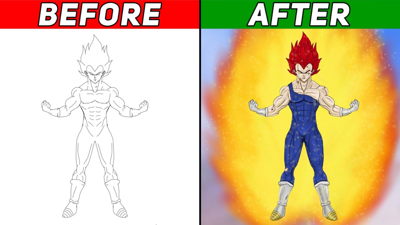 Drawing Anime: Vegeta SSj God || Super Saiyan God - YouTube