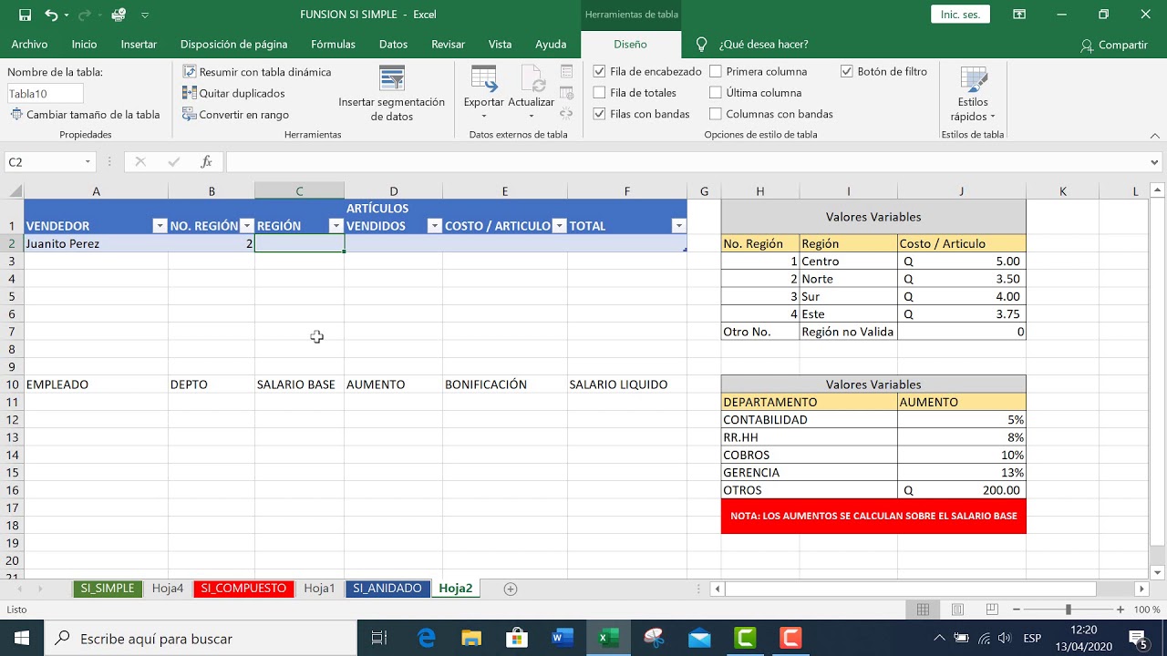 FUNCIÓN "SI" ANIDADA EN EXCEL - YouTube
