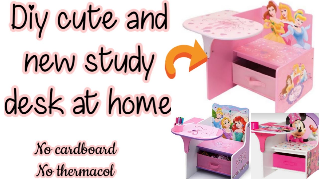 Diy cute and new study desk at home/How to make cute study desk no ...