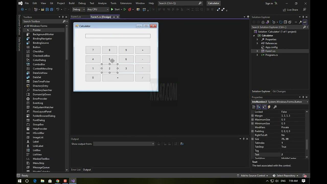 Calculator, Add two numbers, Sub two numbers, Mul two numbers, Div two numbers. C#, Windows Form ...