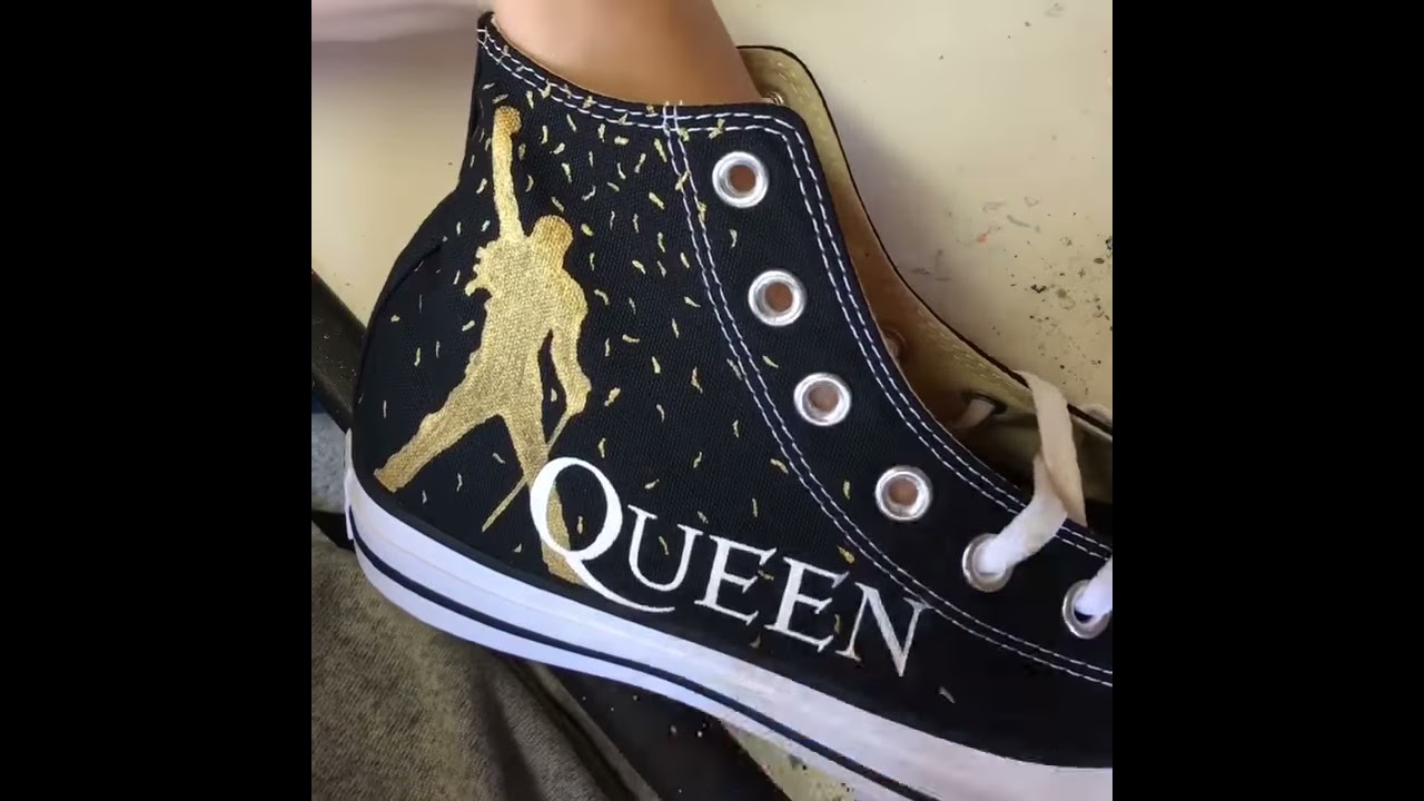 Painting the Queen Confetti design on Converse Trainers