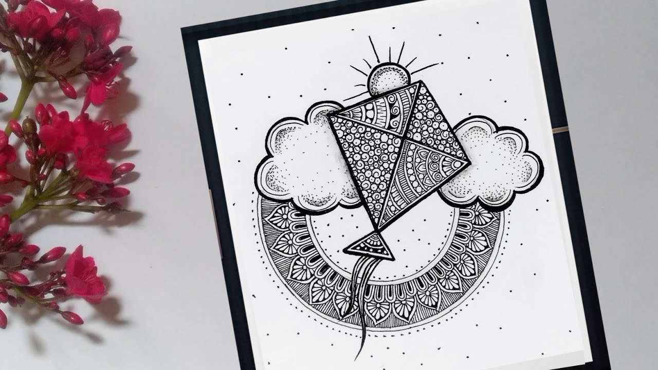 Makar Sankranti drawing mandala art| Kite mandala art - YouTube