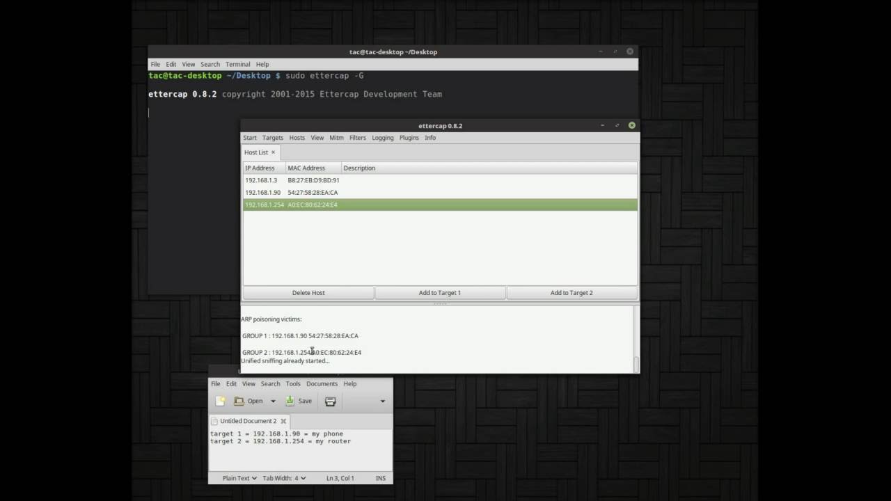 Ettercap tutorial - ARP poisoning - YouTube