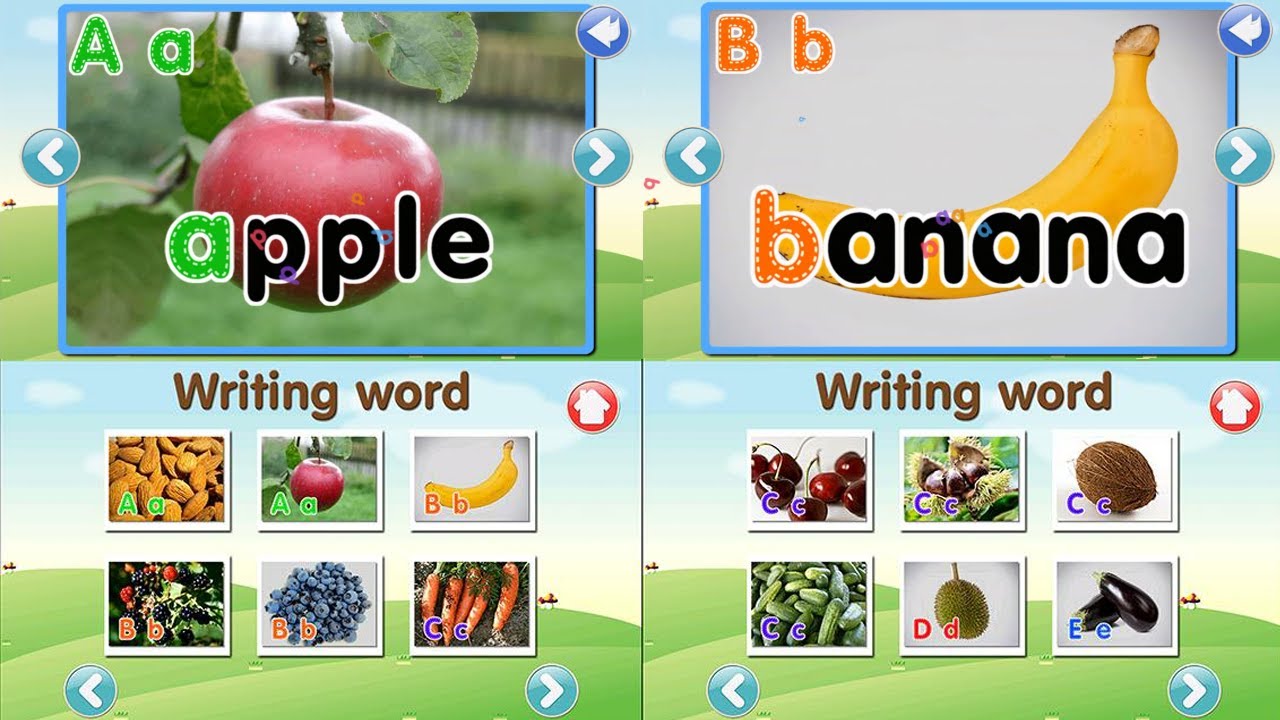 ABC Fruits and Vegetables Flashcard Write – Spell and Write Fruit Veg ...