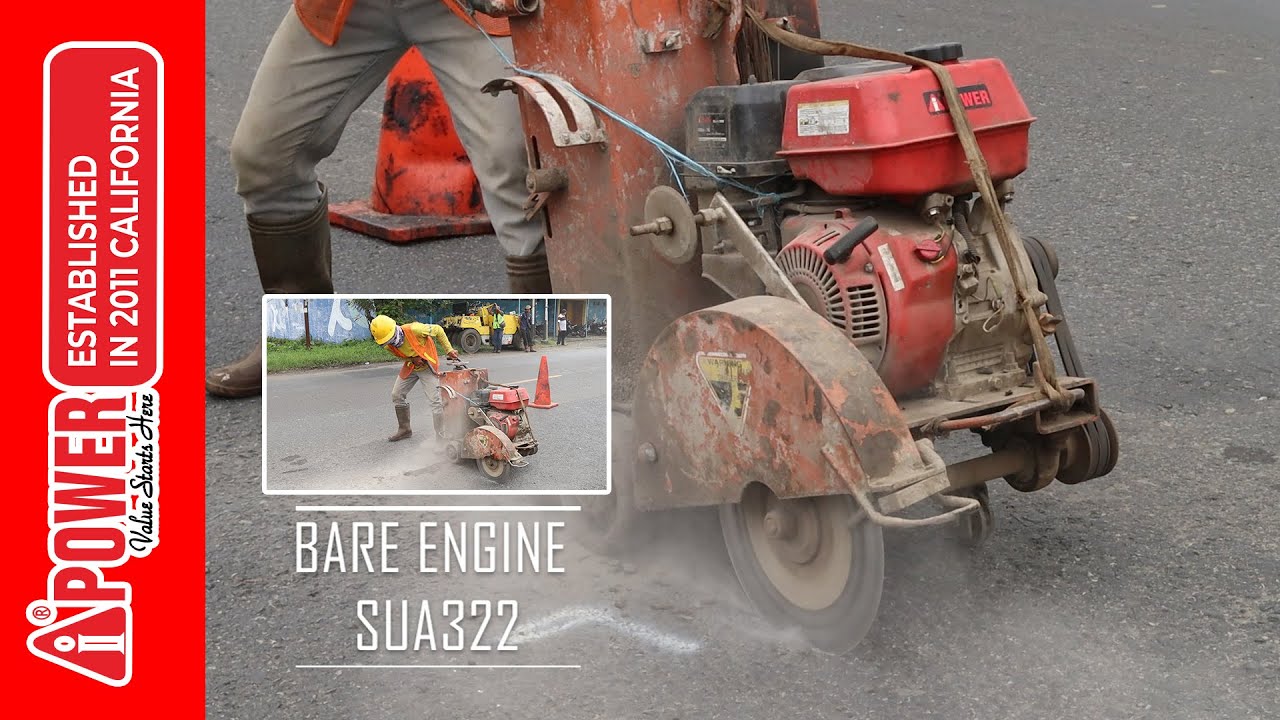 AIPOWER - BARE ENGINE SUA322 || POTONG ASPAL JALAN MENGGUNAKAN MESIN PENGGERAK SUA322 || 10HP ...