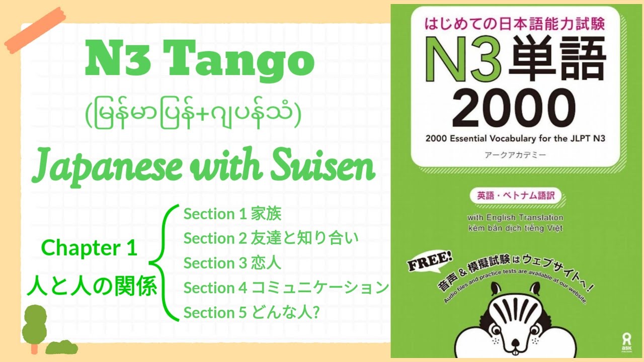 N3 Tango [Chapter 1 all] [Section 1 to 5] (မြန်မာပြန်+ဂျပန်သံ) - YouTube