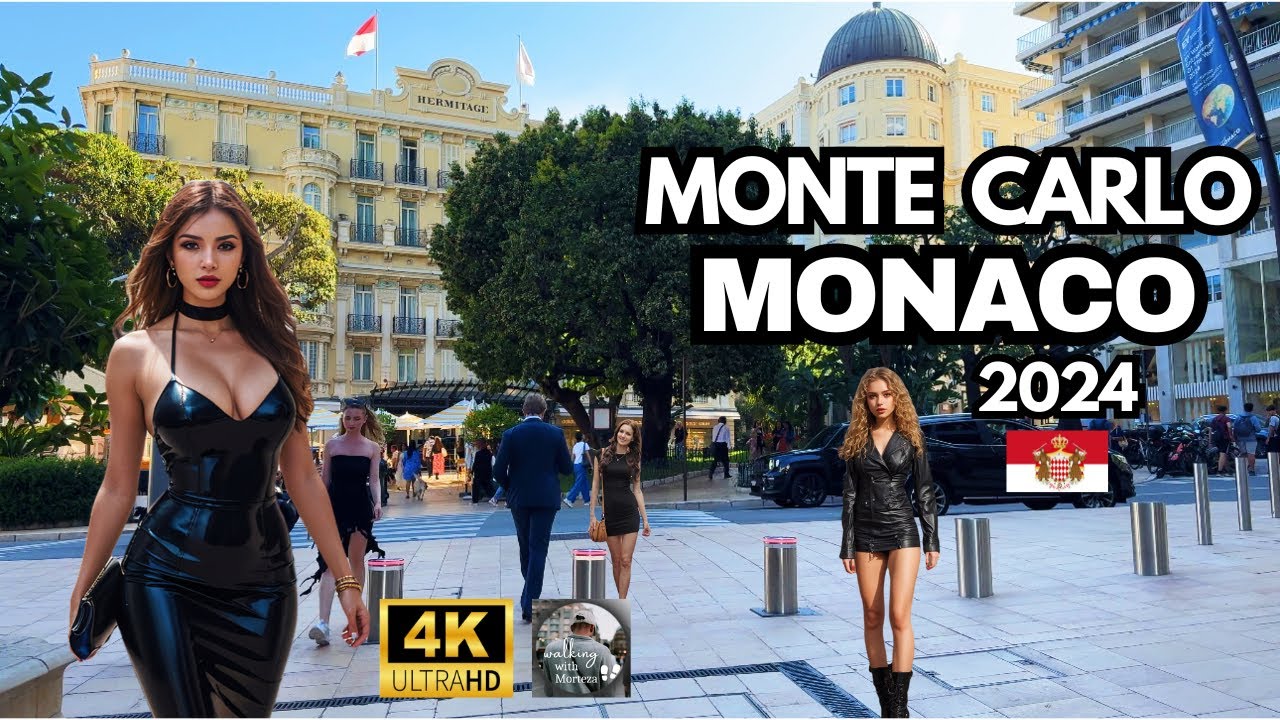 Monaco 4k: Walking tour in the center of Monte Carlo Monaco in sunny ...