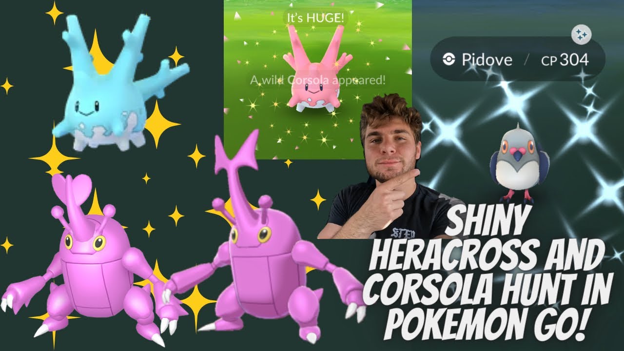 Shiny Heracross and Shiny Corsola Hunt in Pokemon Go! - YouTube
