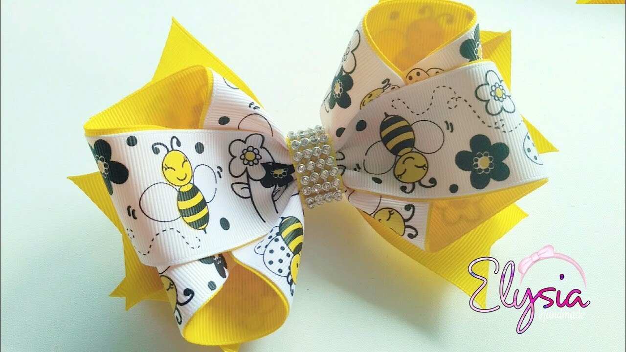 Bee Printed Ribbon Bow Tutorial 🎀 DIY by Elysia Handmade - YouTube