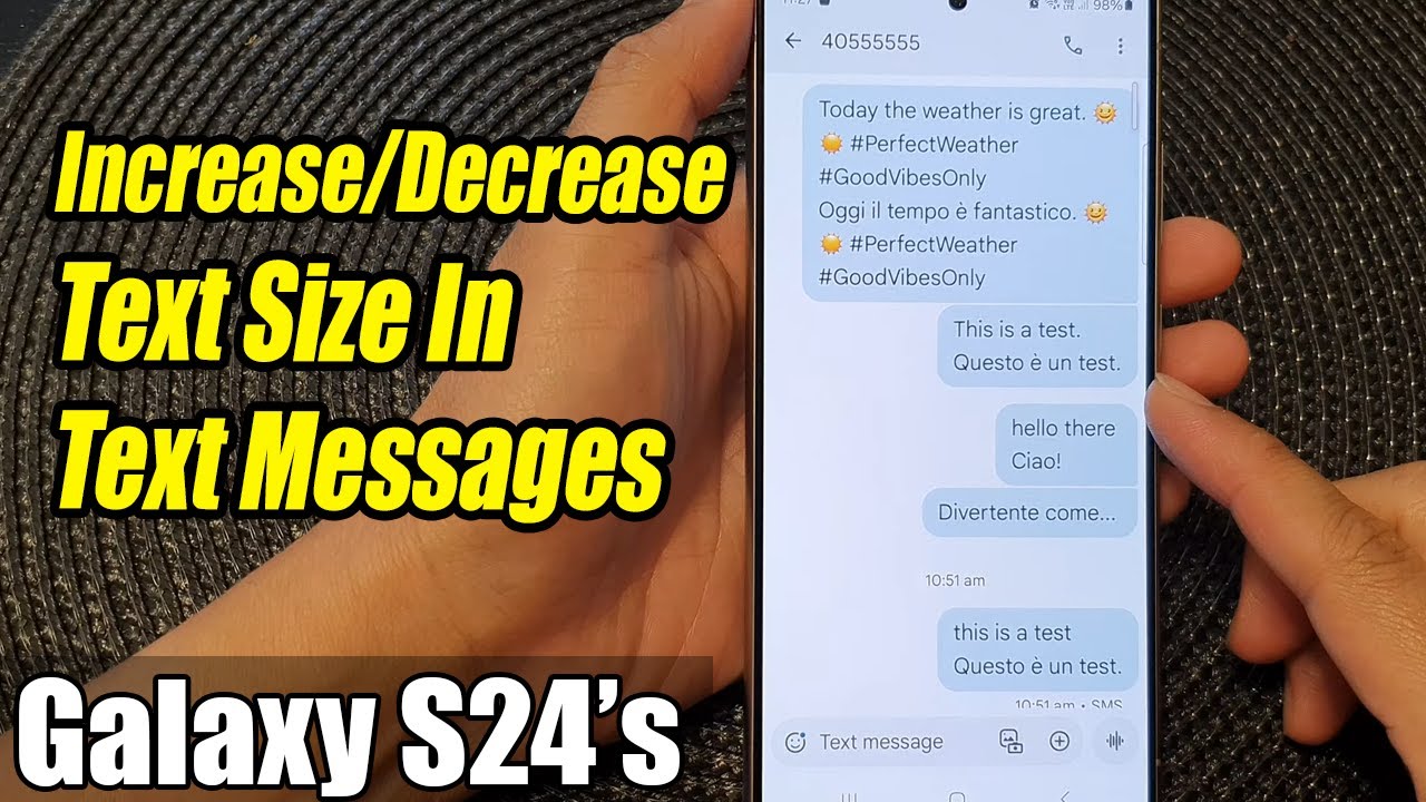Galaxy S24/S24+/Ultra: How to Increase/Decrease Text Size In Text Messages - YouTube