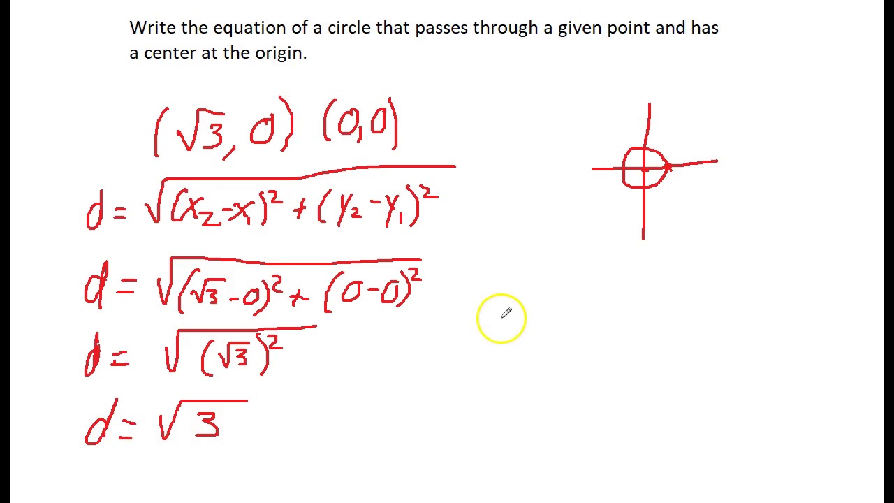 Write The Equation Of A Circle That Passes Through A Given P YouTube