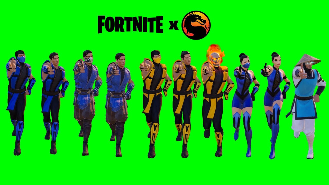 Mortal Kombat characters (Sub-Zero, Scorpion, Kitana, Raiden) doing the ...