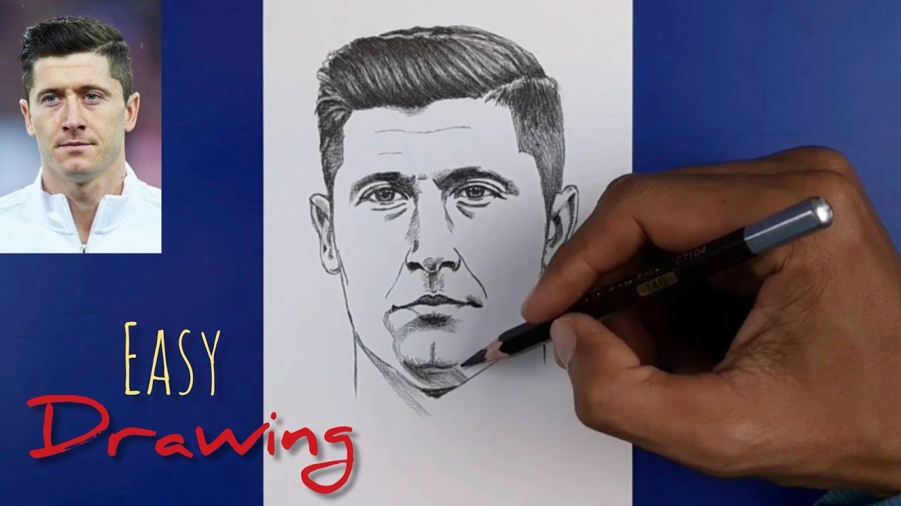 Drawing Robert Lewandowski | Easy Drawing - YouTube