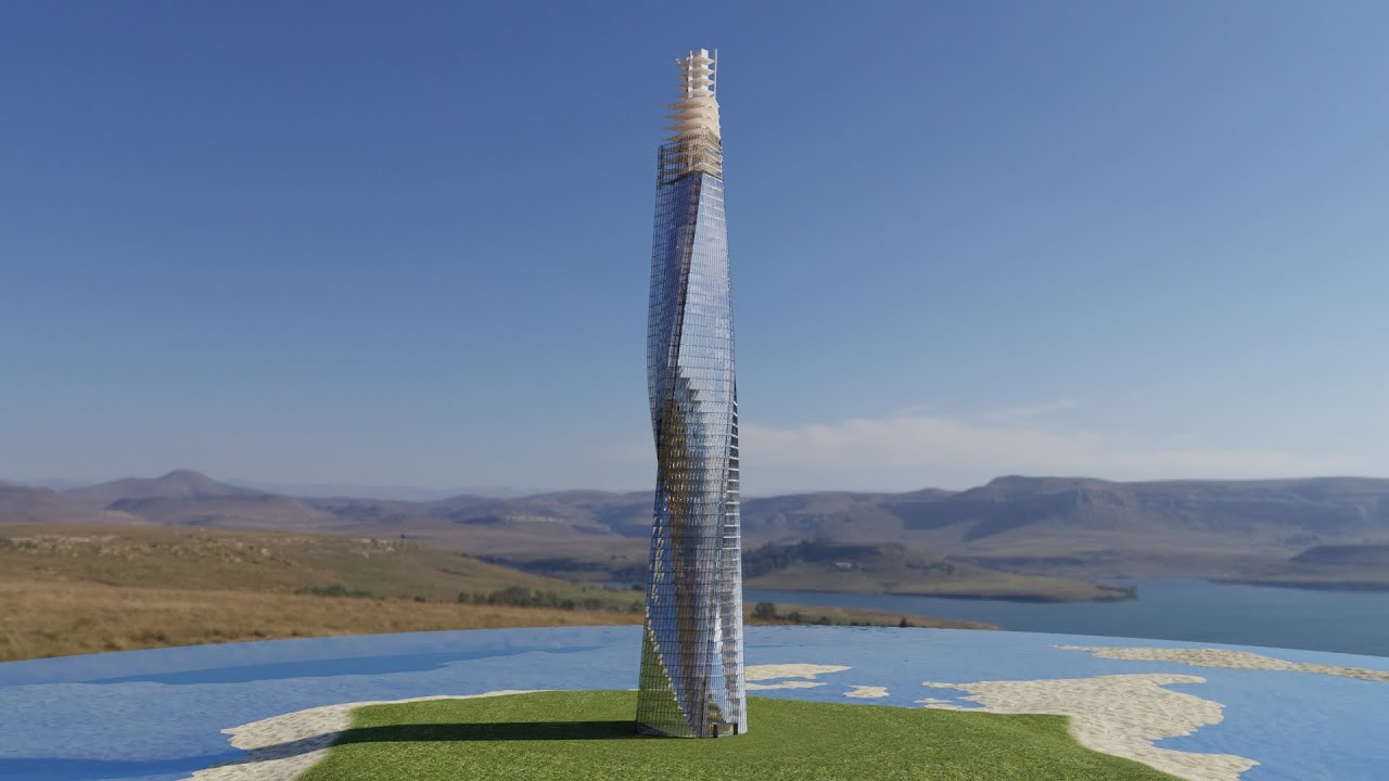 Construction animation of a 300m tall skyscraper with interior [Blender ...