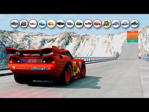 14 Pixar Cars vs Enormous Ramp & Deadly Spinning Traps — Who Survives?! 🌀🚗💥
