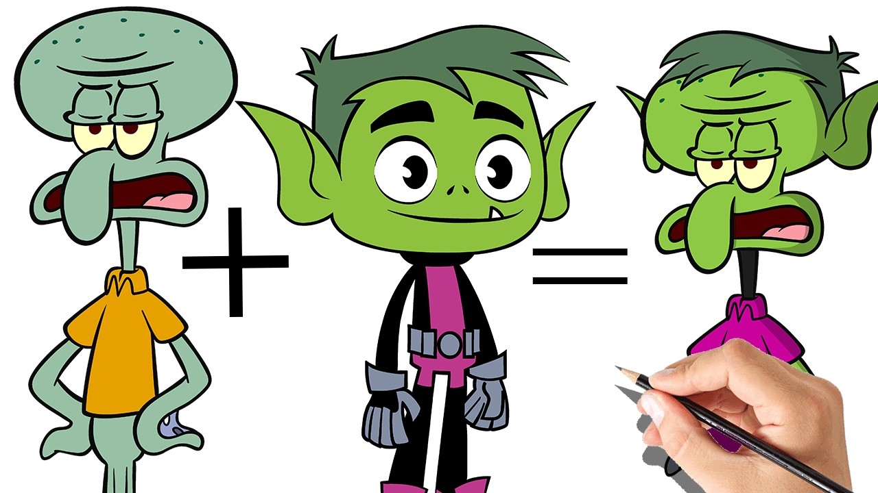 MIXING CARTOON CHARACTERS Squidward+ Beast Boy = ? 🤯🤯🤯 - YouTube