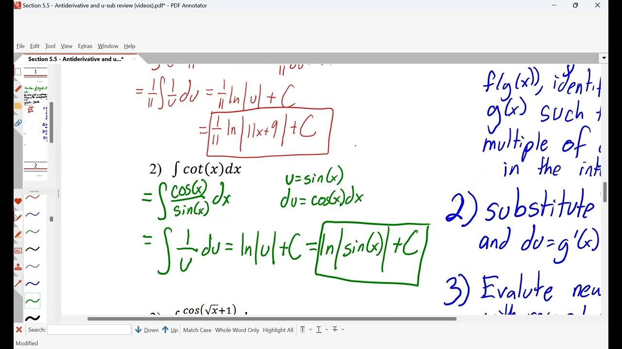 U-substitution Indefinite Integral Examples - YouTube