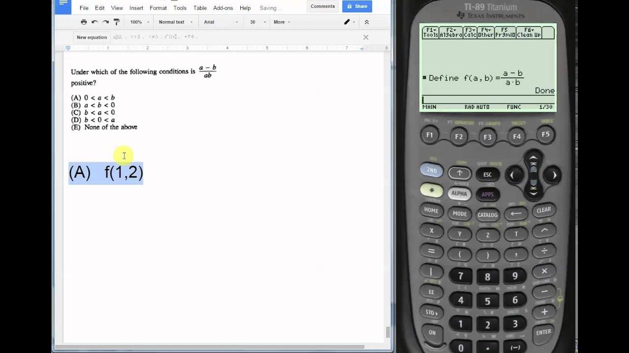 Backsolving with Defined Functions on TI 89 Titanium Calculator - YouTube