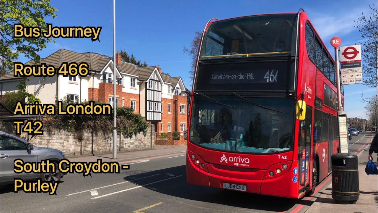 Bus Journey | Route 466 | Arriva T42 | South Croydon - Purley - YouTube