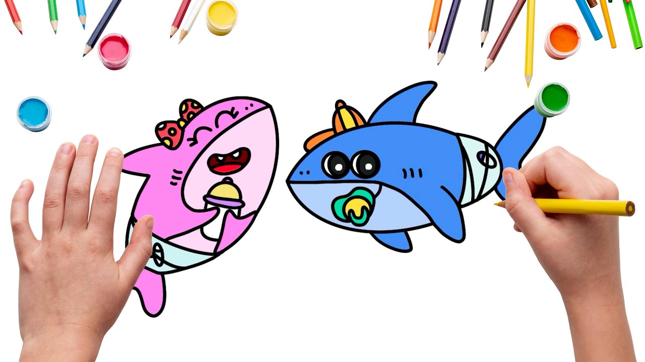How to draw Baby Shark! 🦈 Easy drawing & Fun step-by-step for Kids ...