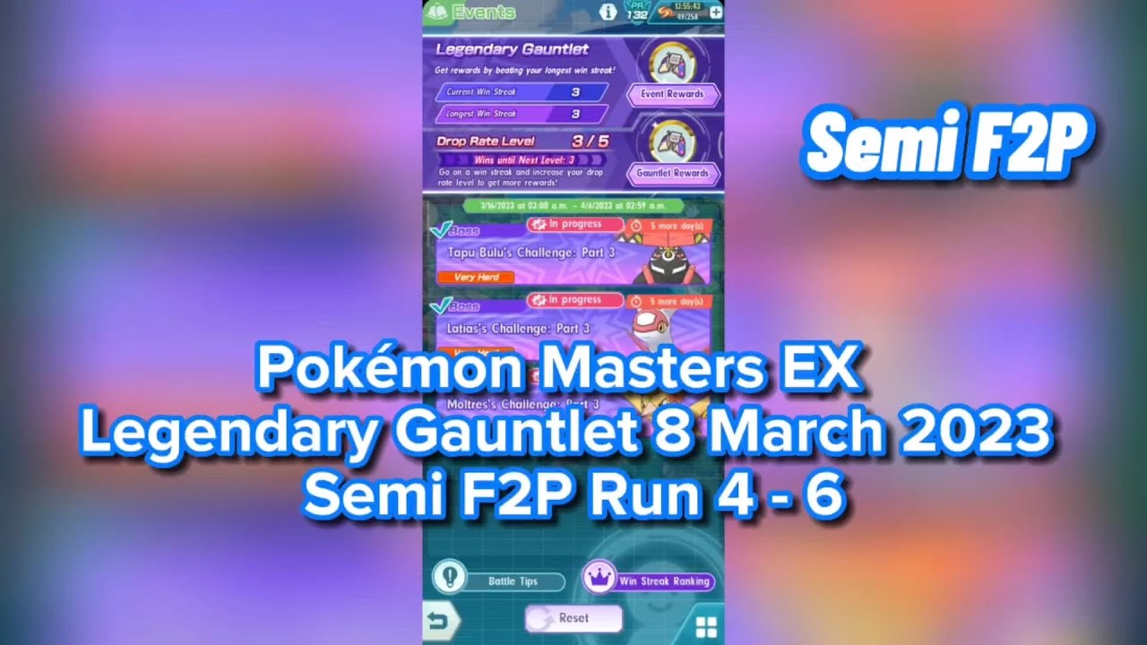 Pokémon Masters EX | Legendary Gauntlet 8 March 2023 | Semi F2P | Run 4 ...