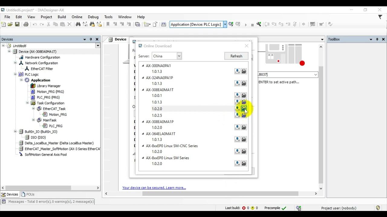 Delta AX-308E firmware upgrade from DIADesigner-AX - YouTube