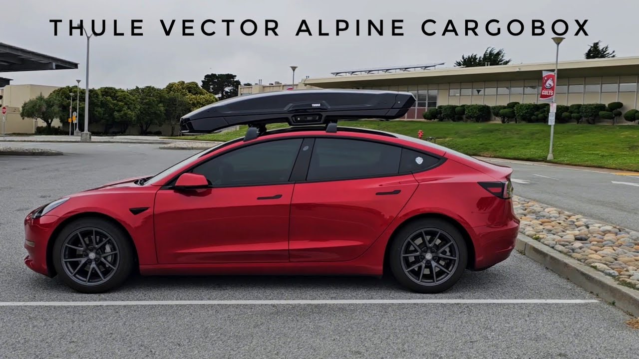 TESLA MODEL 3 / THULE VECTOR ALPINE CARGO BOX / WALK AROUND - YouTube