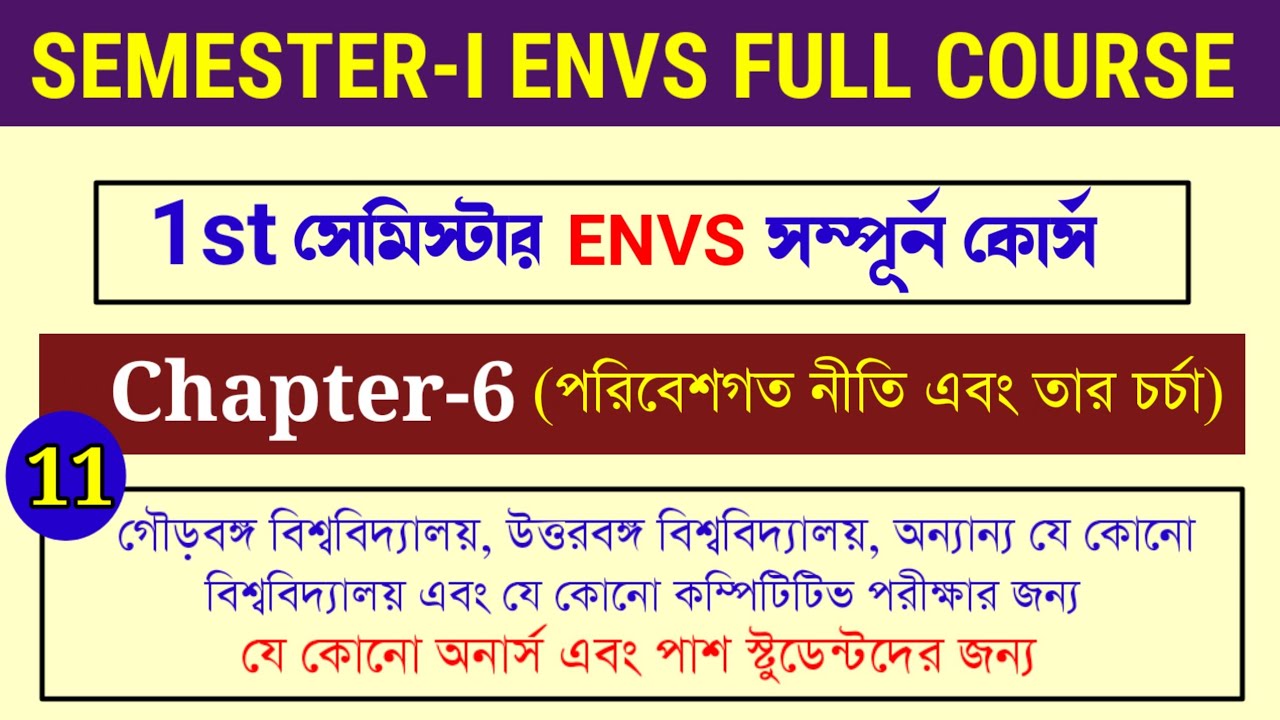 Class-11: Semester-I ENVS Chapter-6 Important Question & Introduction ...