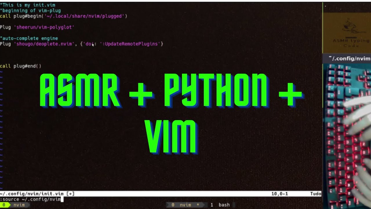 ASMR Programming - building nvim as python IDE - no talking - YouTube