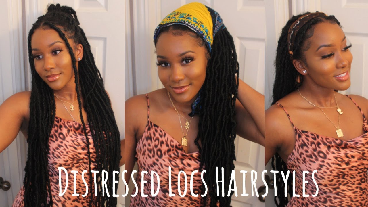 12 WAYS TO STYLE YOUR DISTRESSED/FAUX LOCS - YouTube