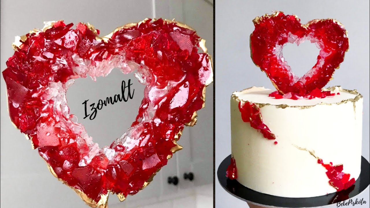 IZOMALT SZÍV ️ ️ ️ - Isomalt heart - Tortadíszítés - BebePiskóta - YouTube