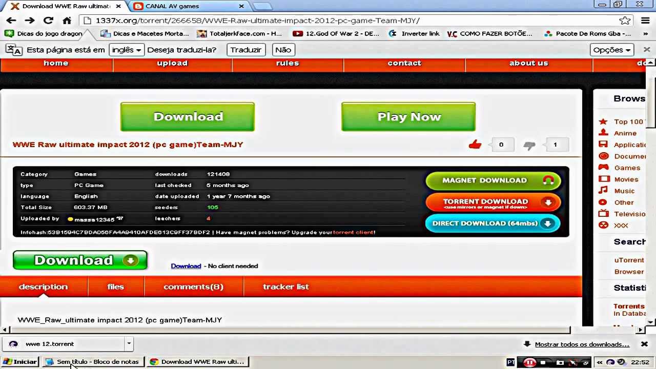 CANAL AV TUTORIAIS: como baixar wwe raw ultimate impact 2012 TORRENT - YouTube