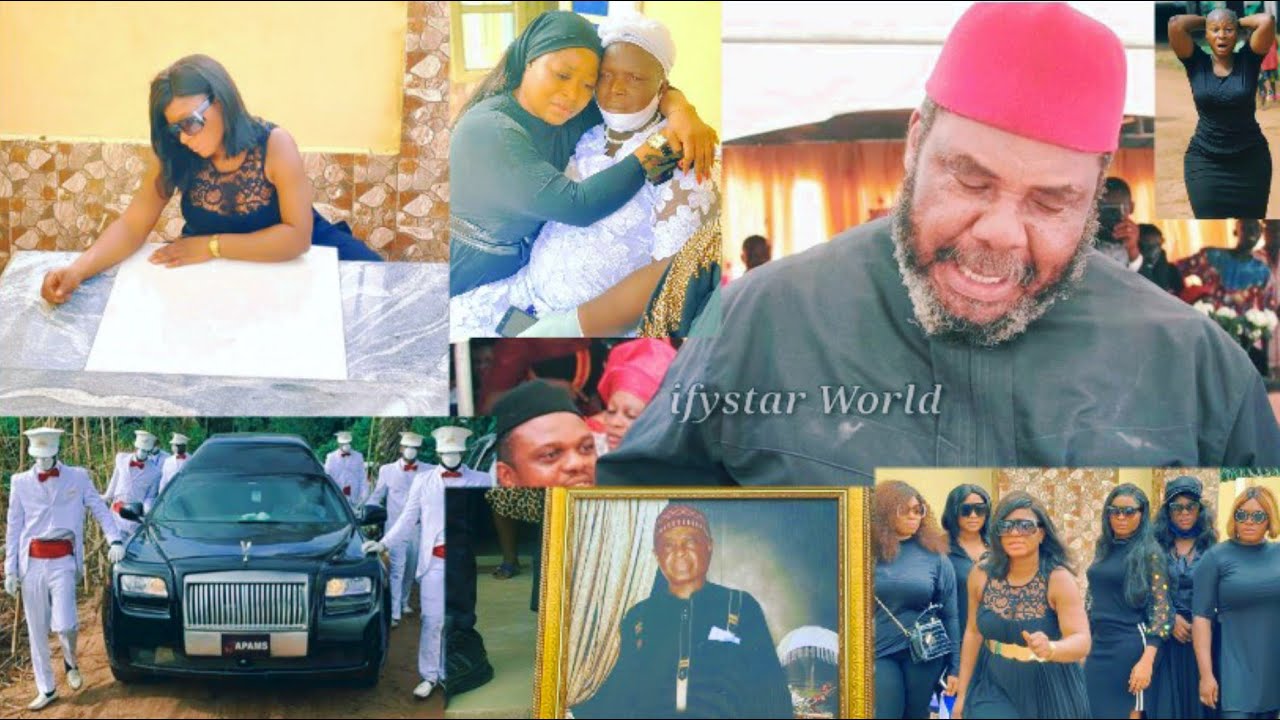 Tearful Moment Of Destiny Etiko as Sir Pete Edochie Attends The Burial of Her Father To Console ...