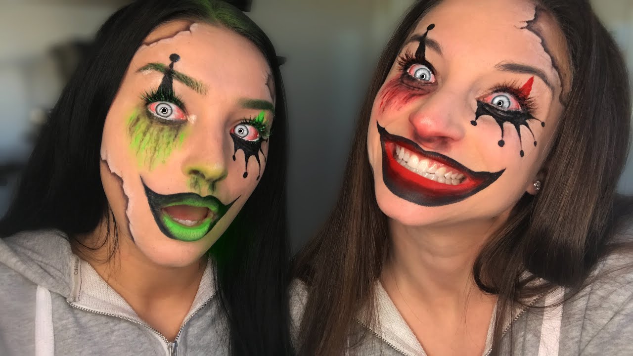 CLOWN TWINS🤡💚 - makeup look ft. my sister:) - YouTube