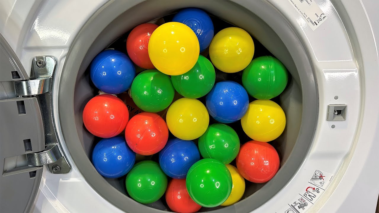 Experiment - Balls - in a Washing Machine - YouTube